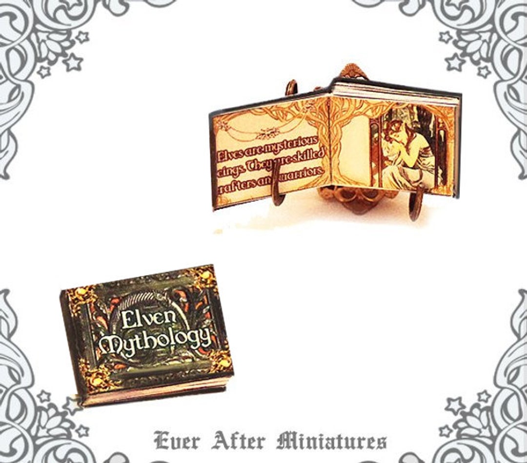 ELVEN MYTHOLOGY Dollhouse Miniature Book –1:12 Miniature Magic Elf Book ...