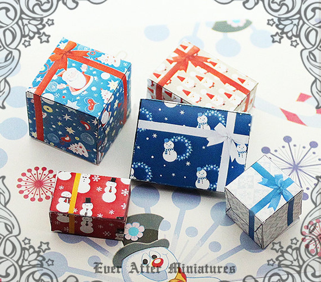 5 Miniature Christmas Gift Box Set – 1:12 Santa Claus Snowman Snowflake ...