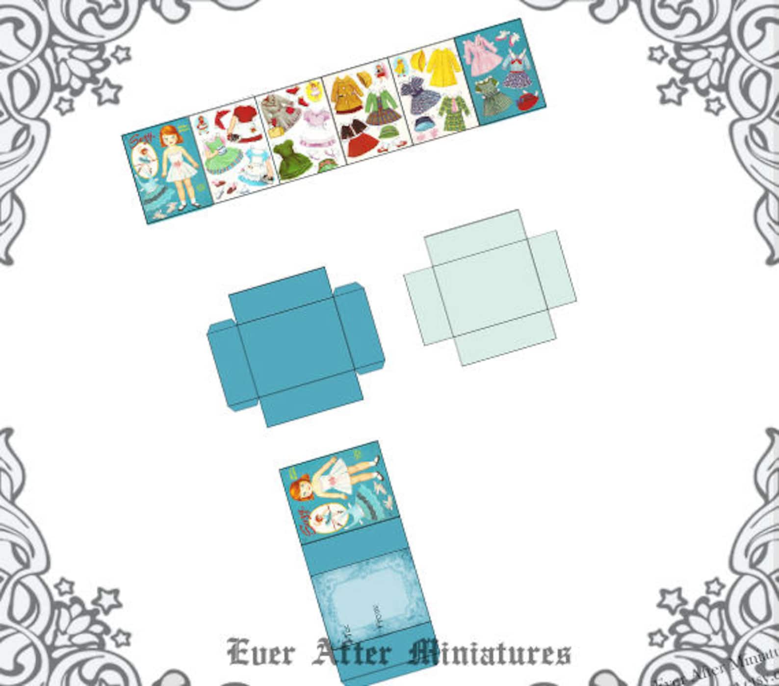 SUZY Miniature Paper Doll – 1:12 Blue Vintage Dollhouse Miniature DIY ...