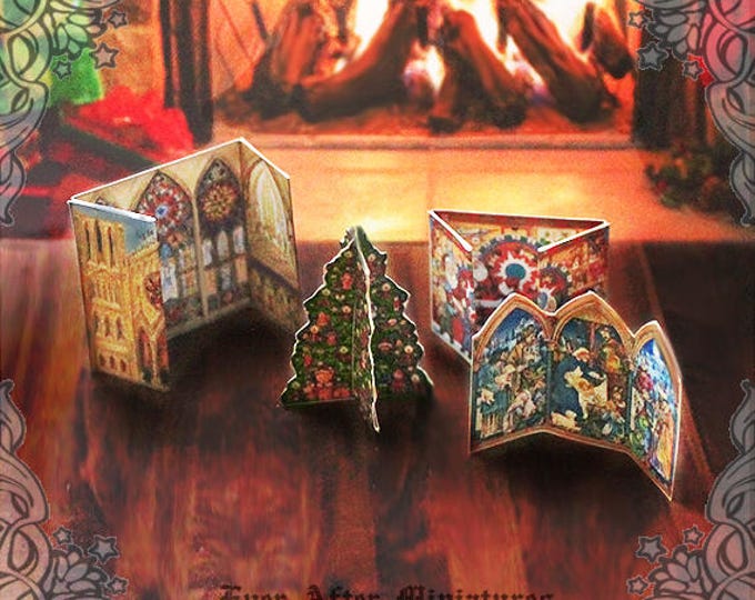 3 Christmas Dollhouse Miniature Book Set B –1:12 Full Set of Christmas ...