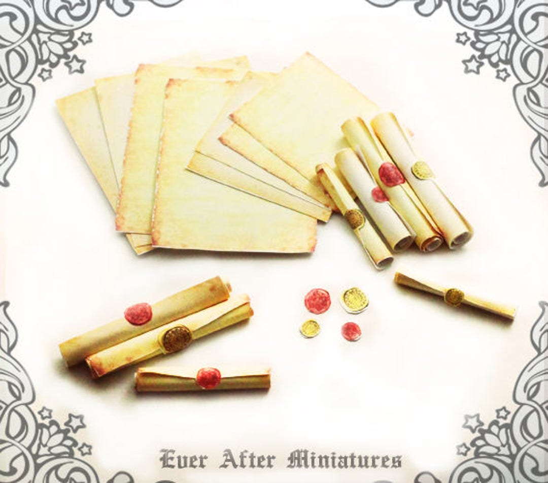 16 Dollhouse MINIATURE SCROLLS & Paper Set – 1:12 Miniature Scroll ...
