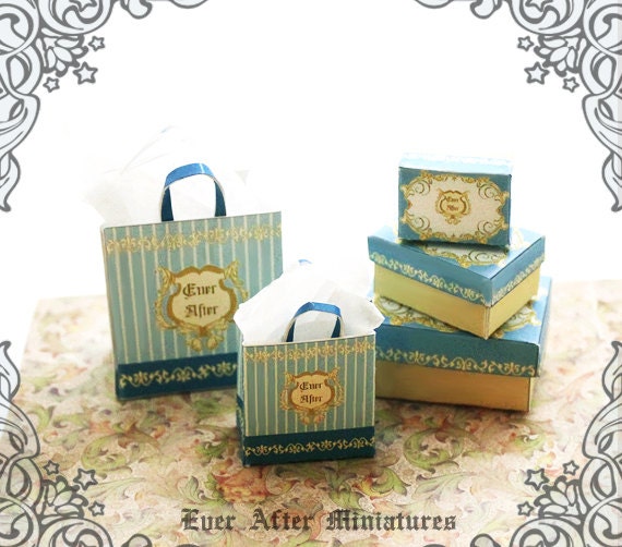 Dollhouse Miniature Gift Box & Miniature Gift Bag Set – 12th Scale 3 ...