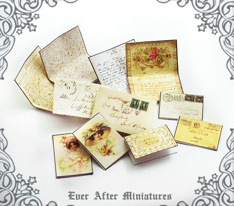 LADIES Dollhouse Miniature Letter & Postcard Set 1 1:12 - Etsy