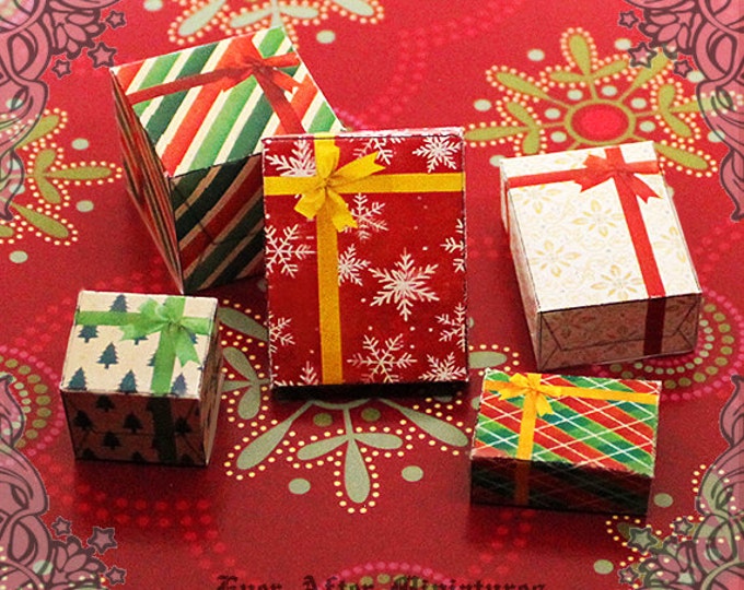 5 CLASSIC Miniature Christmas Gift Box Set1:12 Dollhouse - Etsy