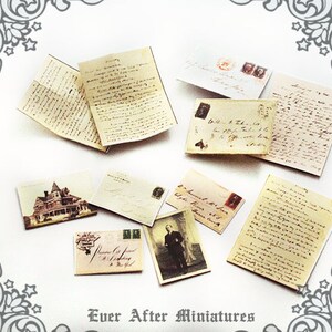 GENTLEMEN Miniature Letter & Postcard Set #2 – 1:12 Miniature Dollhouse ...