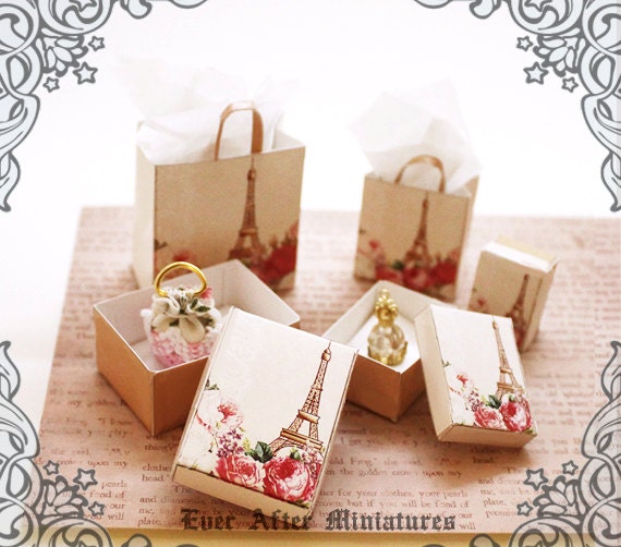 Dollhouse Miniature Gift Box & Miniature Gift Bag Set: 12th Scale 3 ...