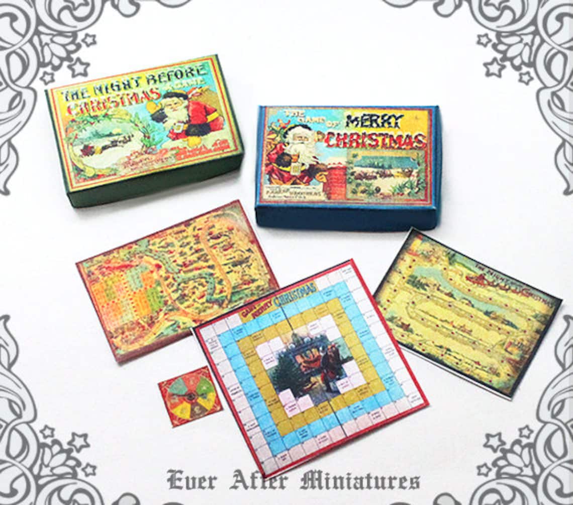 2 CHRISTMAS Miniature Game Set 8 1:12 DIY Printable | Etsy
