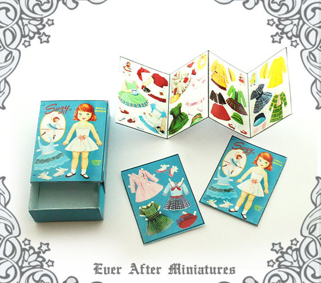 SUZY Miniature Paper Doll – 1:12 Blue Vintage Dollhouse Miniature DIY ...