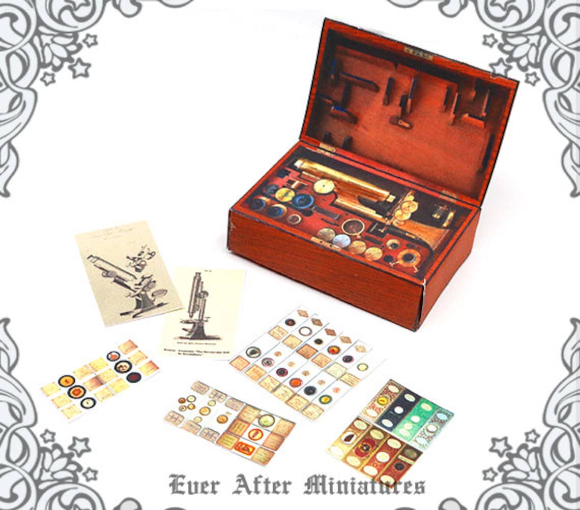 1:12 Miniature MICROSCOPE Kit Printable Antique Science - Etsy