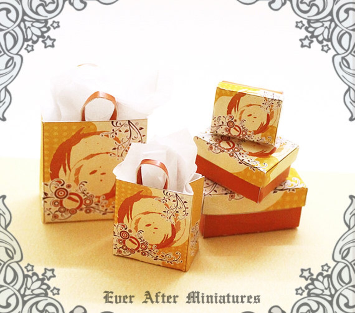 Dollhouse Miniature Gift Box & Miniature Gift Bag Set 12th | Etsy