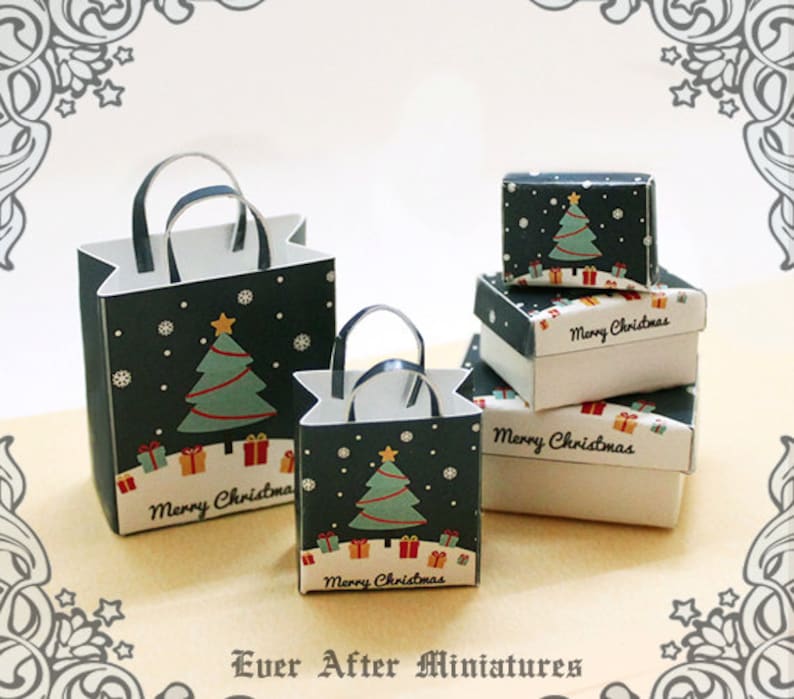 MERRY CHRISTMAS Miniature Gift Box & Dollhouse Miniature Gift - Etsy