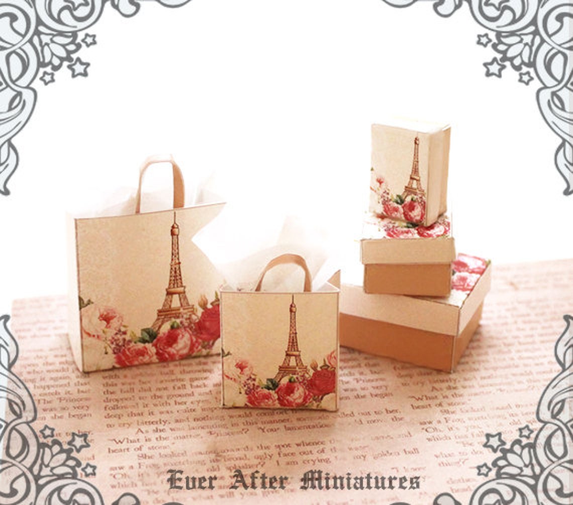 Dollhouse Miniature Gift Box & Miniature Gift Bag Set: 12th Scale 3 ...