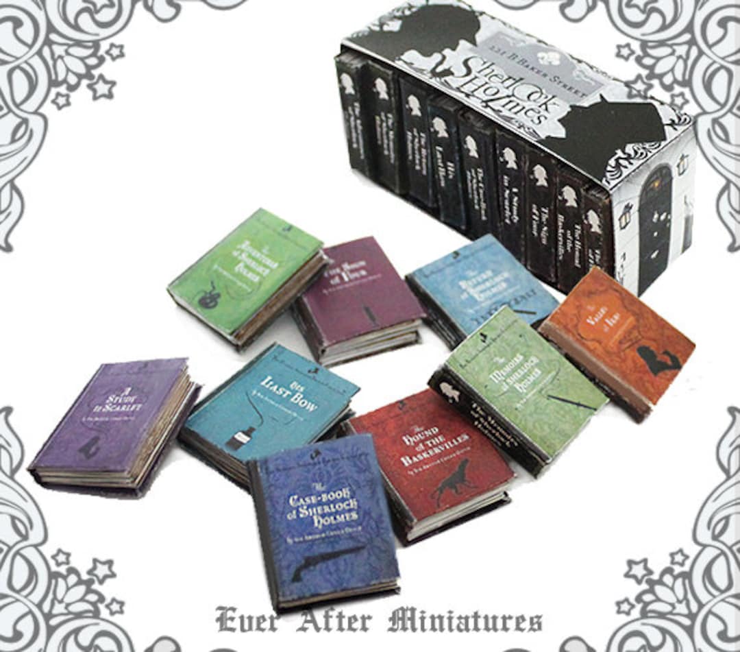 9 DETECTIVE Dollhouse Miniature Book 1:12 – Full Set of 9 Detective ...