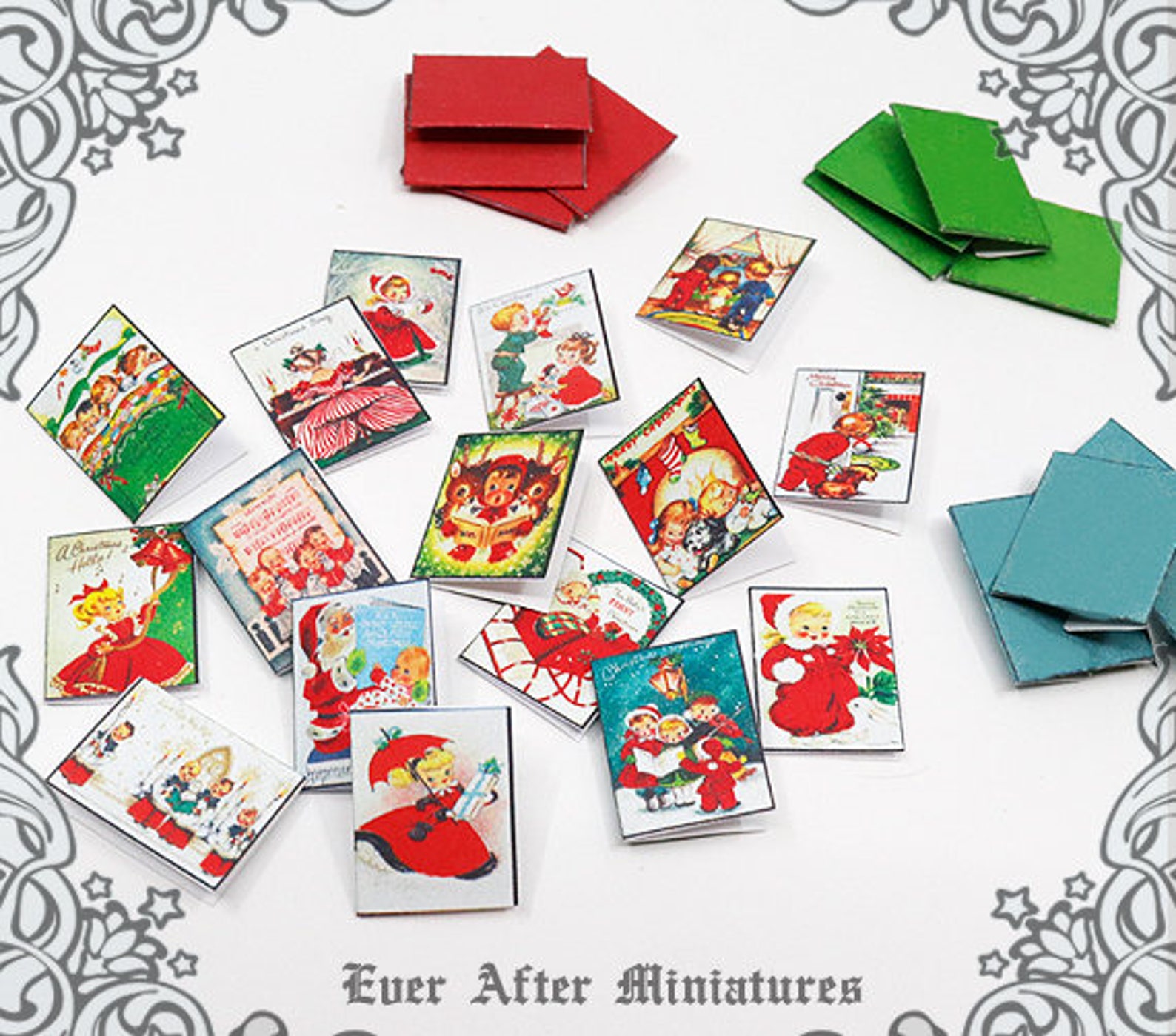 12 CHILDREN Christmas Miniature Cards Envelopes 1:12 | Etsy