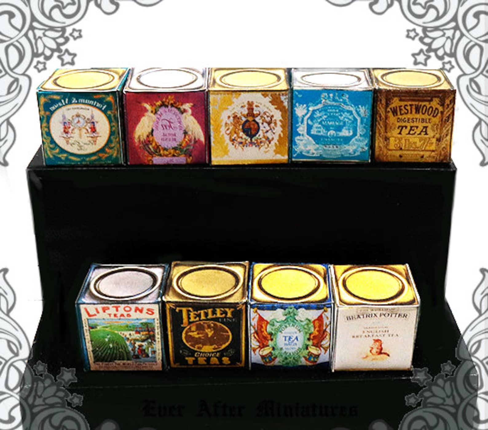9 ENGLISH TEA Miniature Tin Set #1 – 1:12 Diy Printable Dollhouse ...