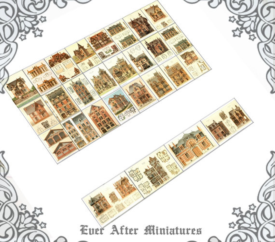 House Architecture Dollhouse Miniature Paper Set (12th Scale) – 28 ...