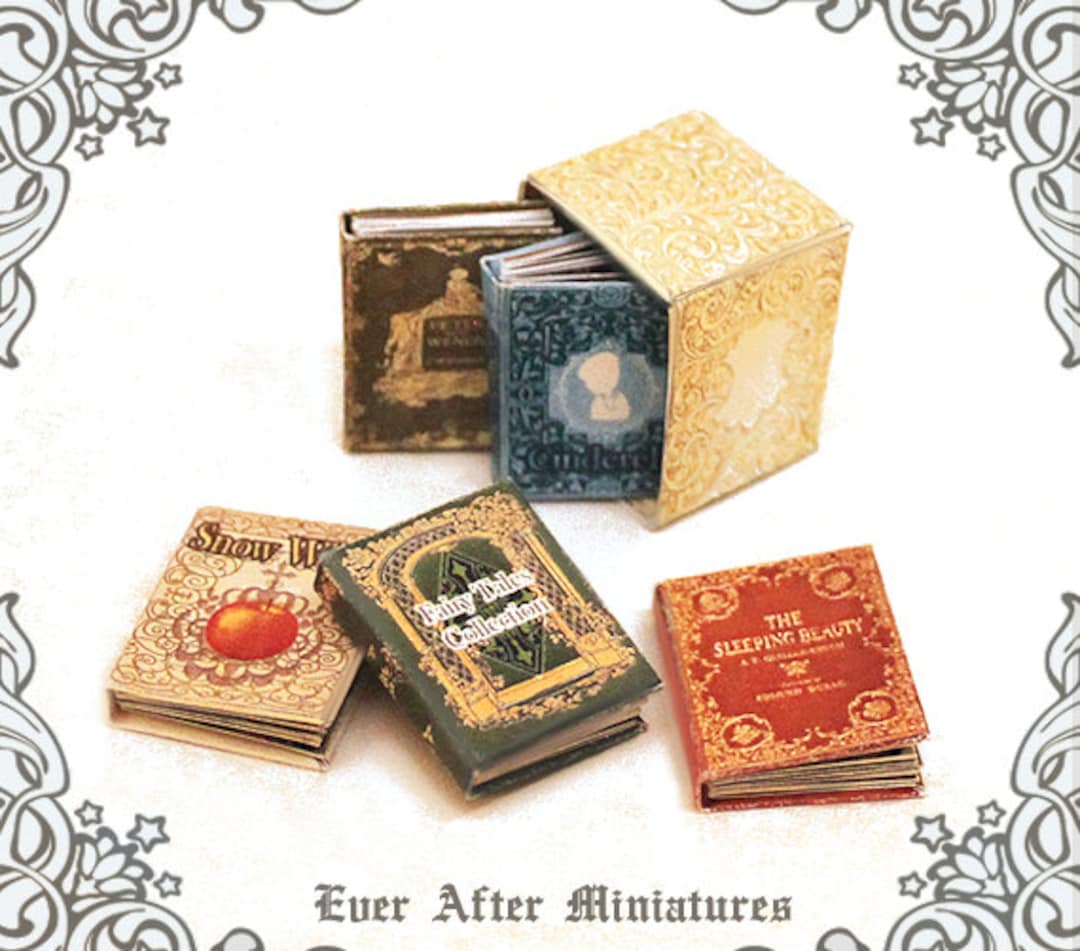5 FAIRY TALE Dollhouse Miniature Book Set (1:12) – Full Set of 5 Tale ...