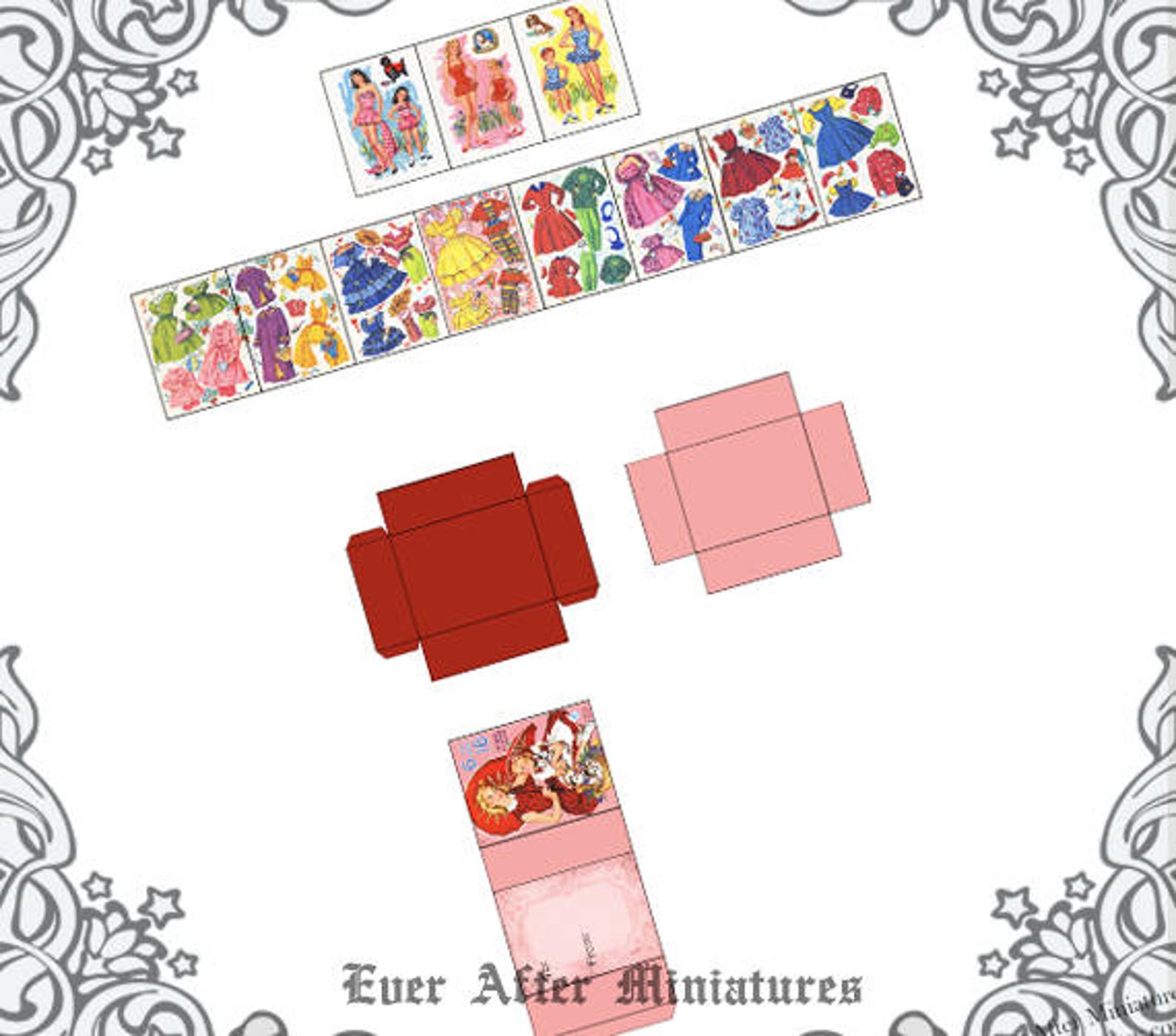 VINTAGE Dollhouse Paper Doll Set – 1:12 Dollhouse Miniature Matchbox ...