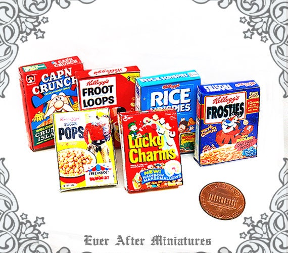 1:12 Miniature Food CEREAL BOX Set 6 Diy Printable Dollhouse | Etsy