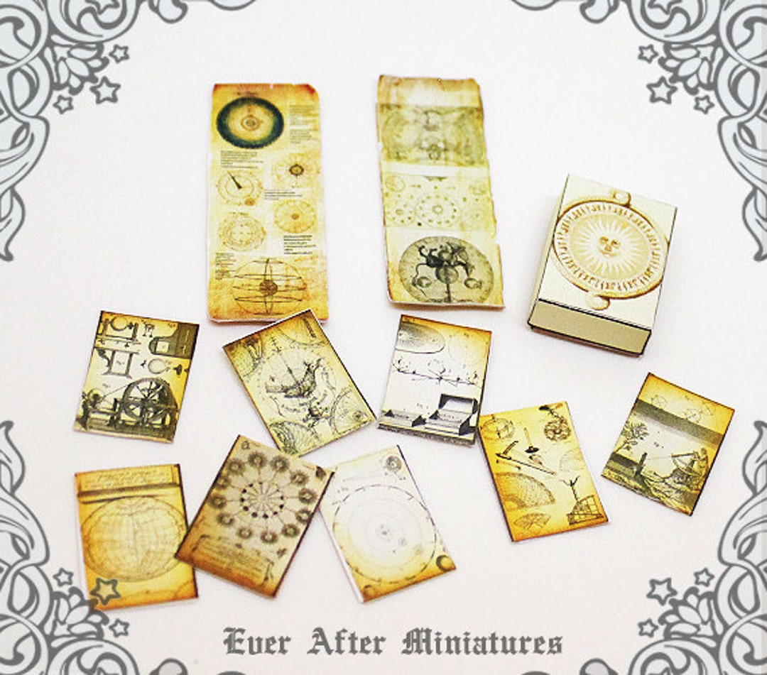 Astrology Dollhouse Miniature Scroll & Paper Set 1:12 – 2 Antique ...