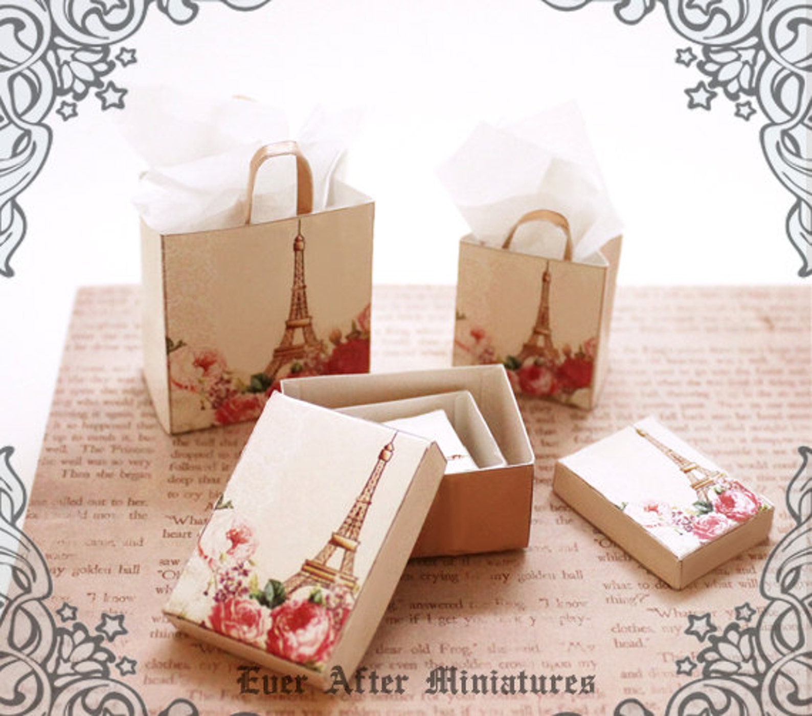 Dollhouse Miniature Gift Box & Miniature Gift Bag Set: 12th Scale 3 ...