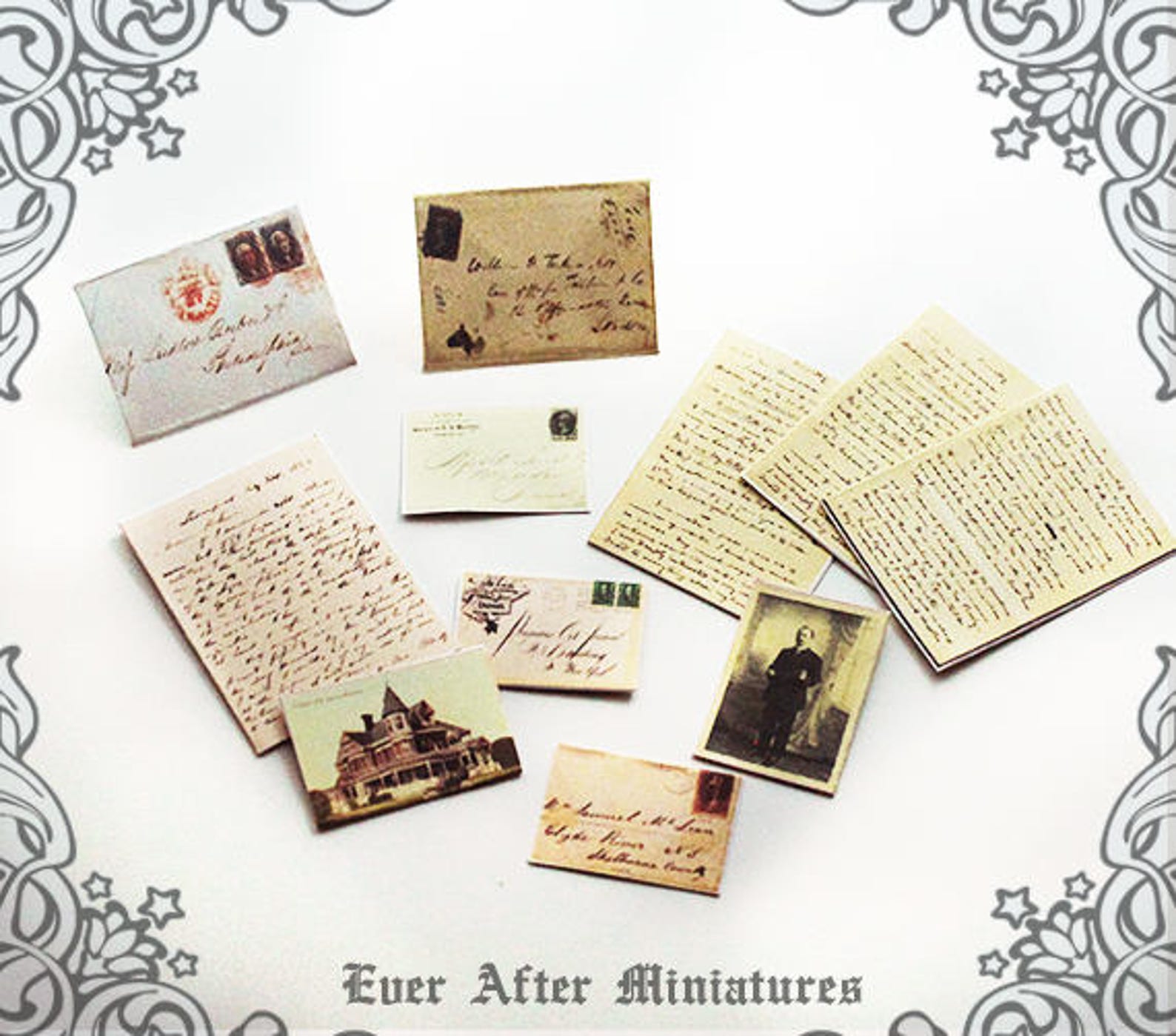 GENTLEMEN Miniature Letter & Postcard Set 2 1:12 Miniature - Etsy