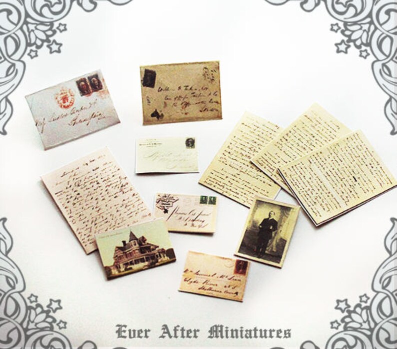 GENTLEMEN Miniature Letter & Postcard Set #2 – 1:12 Miniature Dollhouse ...