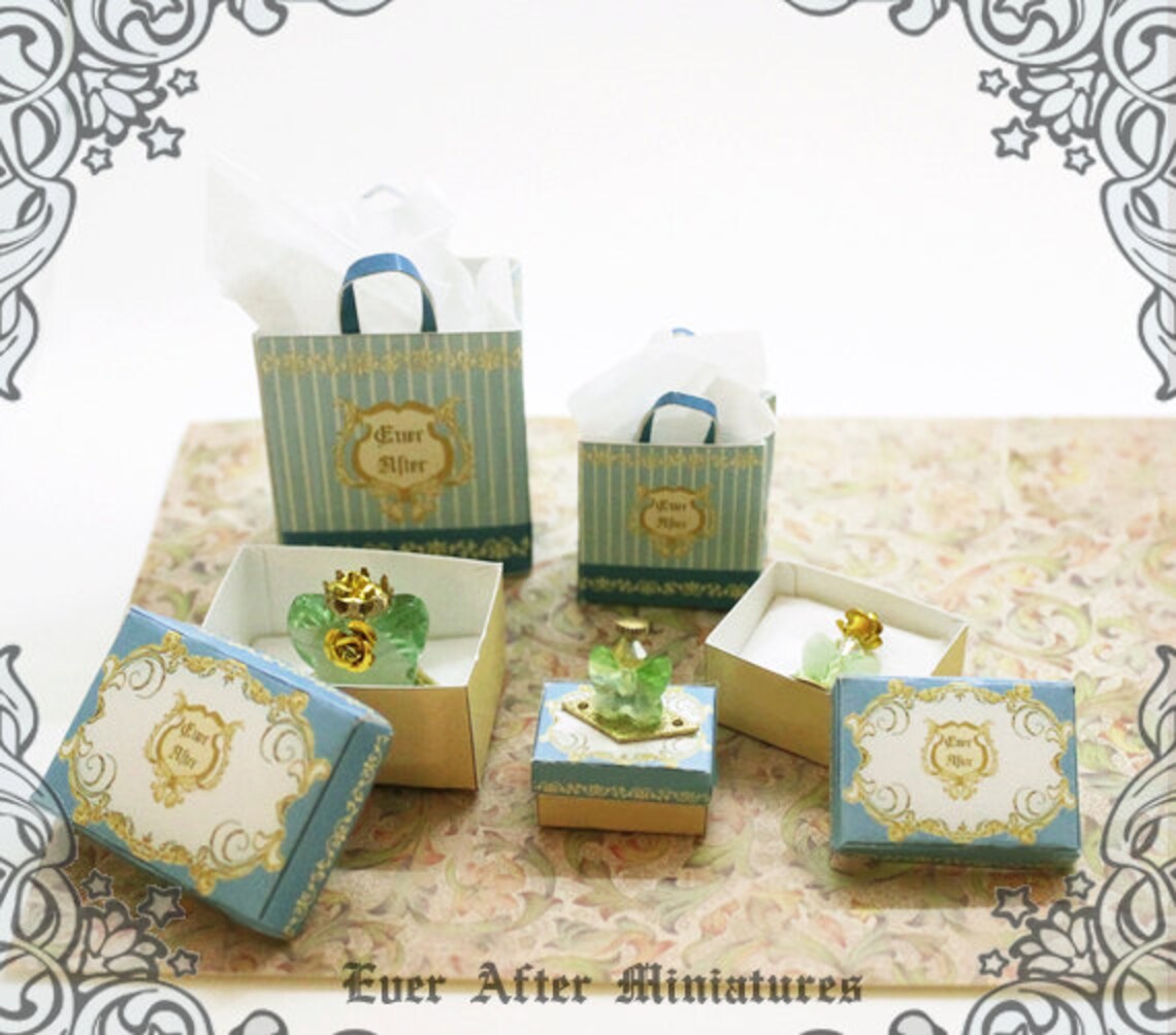 Dollhouse Miniature Gift Box & Miniature Gift Bag Set 12th | Etsy