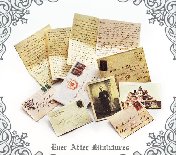 GENTLEMEN Miniature Letter & Postcard Set #2 – 1:12 Miniature Dollhouse ...