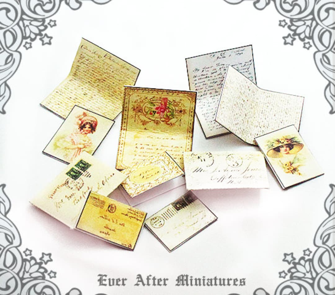 LADIES Dollhouse Miniature Letter & Postcard Set #1 – 1:12 Miniature ...