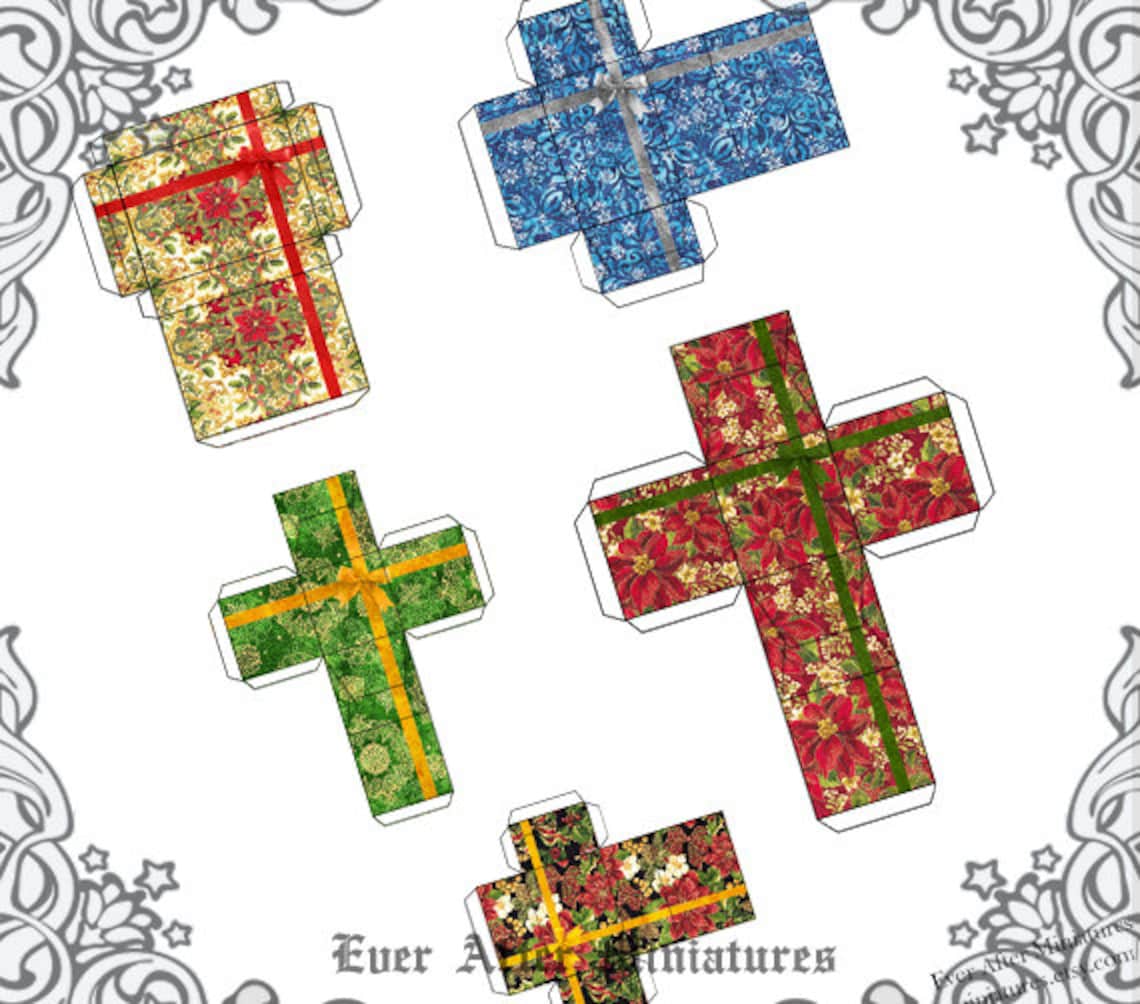 5 ELEGANT Miniature Christmas Gift Box Set 1:12 Printable - Etsy