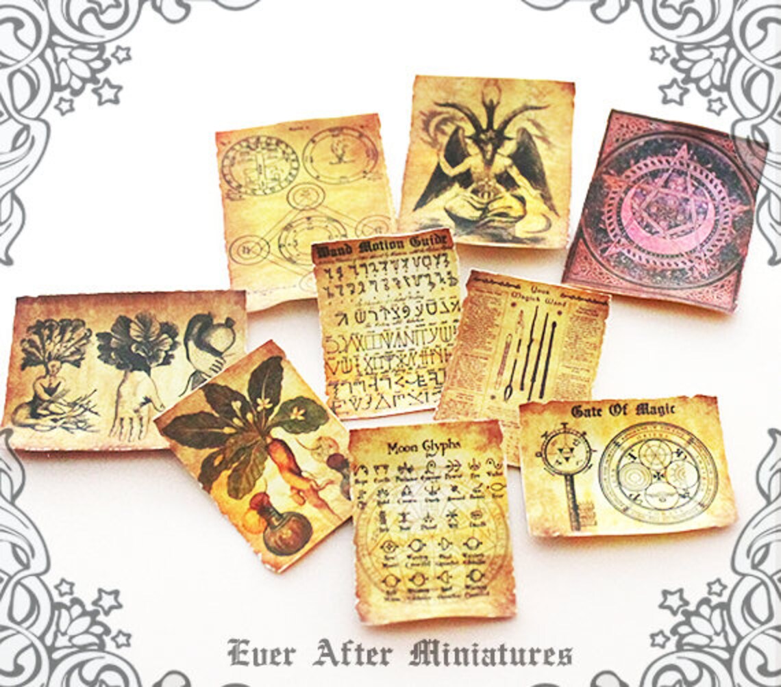 9 WIZARD MAGIC Miniature Scroll Set #3 – 1:12 Diy Dollhouse Miniature ...