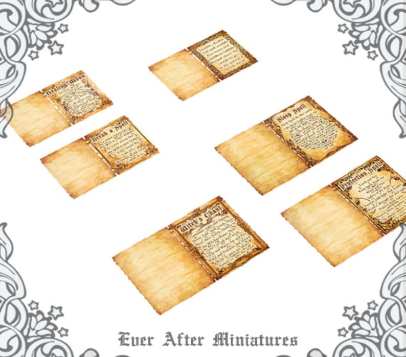 6 MAGIC SPELL Miniature Scroll Set 2 1:12 Readable - Etsy