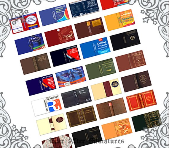 28 DICTIONARY Dollhouse Miniature Book Cover Set 13 1:12 | Etsy