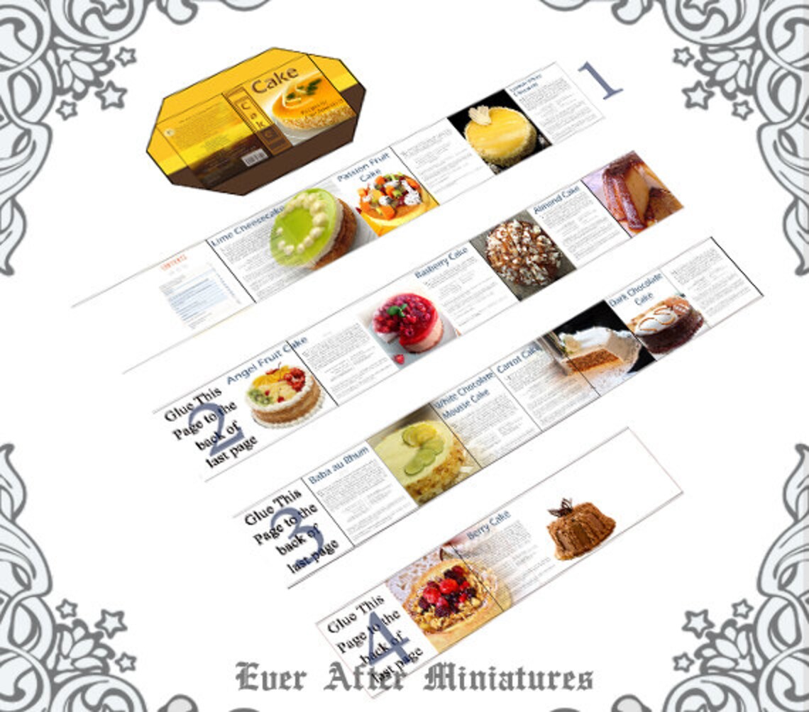 Cake Recipe Miniature Book 12th Scale OPENABLE Baking Cake - Etsy