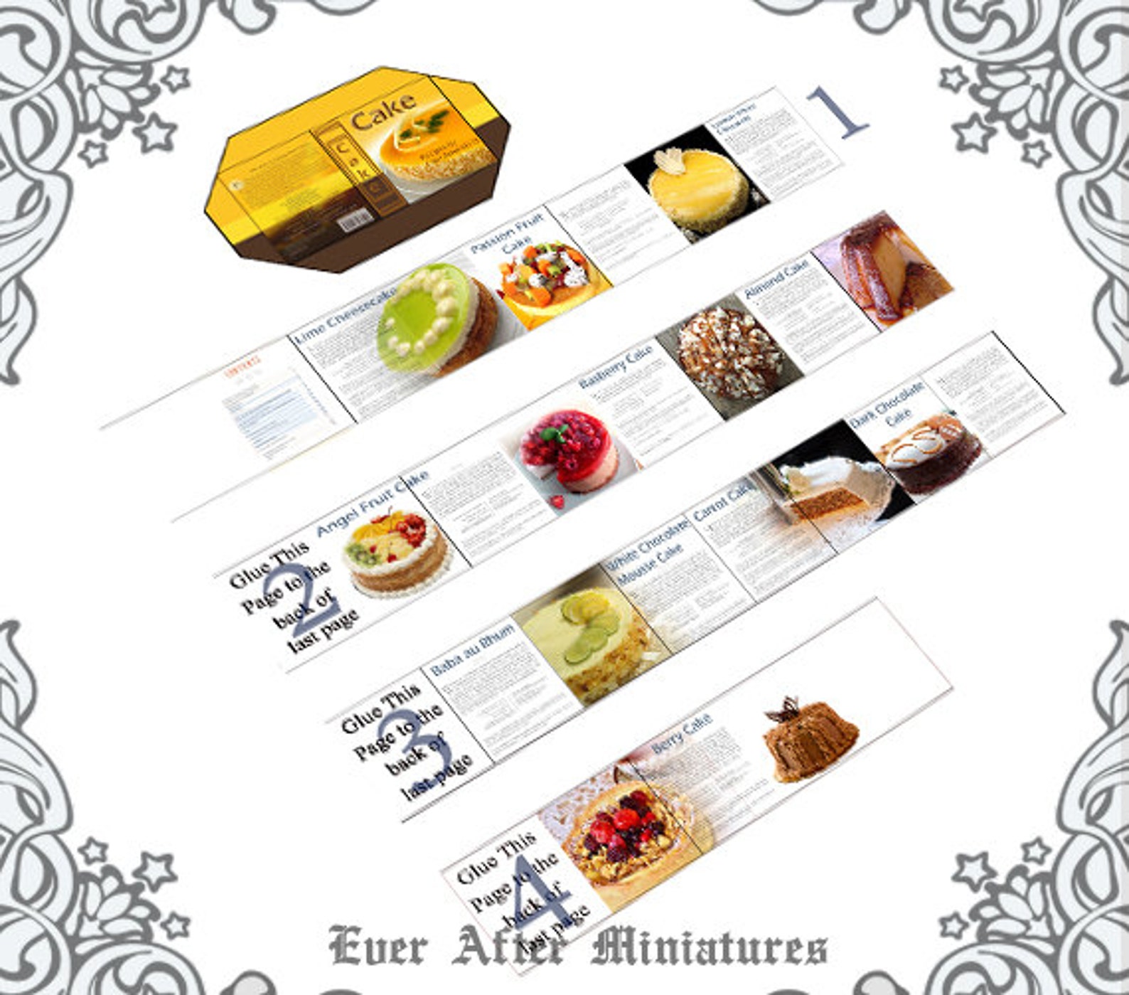 Cake Recipe Miniature Book – 12th Scale OPENABLE Baking Cake Dollhouse Miniature Book / Bakery ...