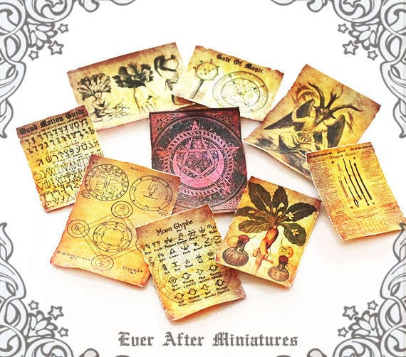9 WIZARD MAGIC Miniature Scroll Set #3 – 1:12 Diy Dollhouse Miniature ...
