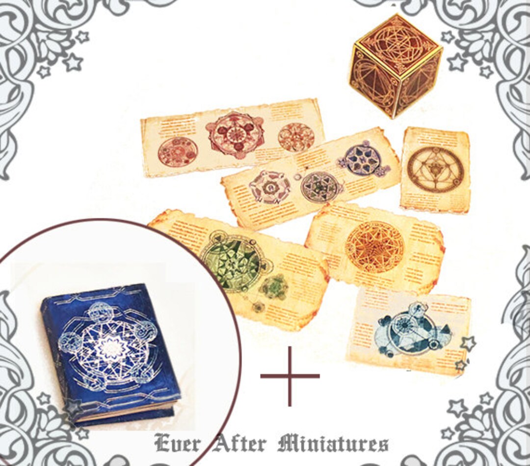 Bundle: Summoning Magic Dollhouse Miniature Book & Magic Scroll Set ...