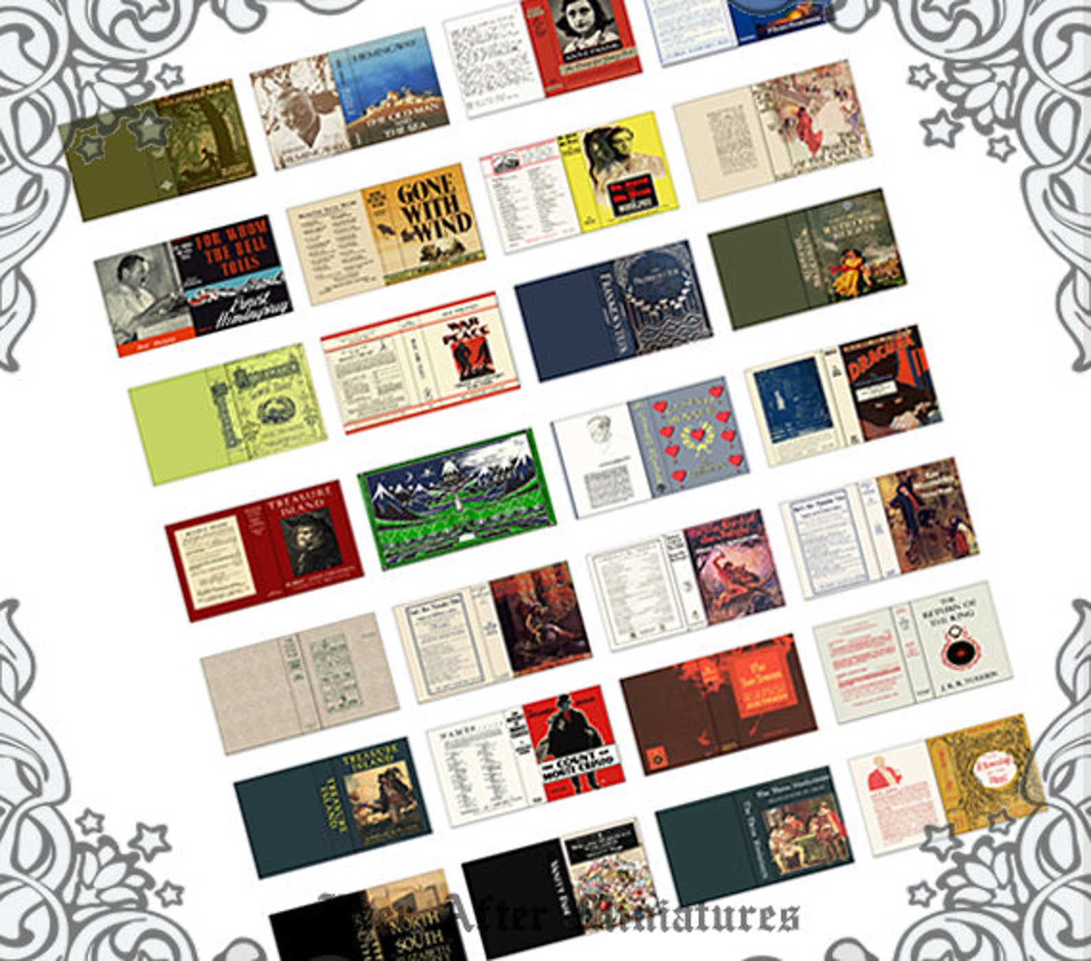 28 NOVEL Dollhouse Miniature Book Cover Set 14 1:12 - Etsy