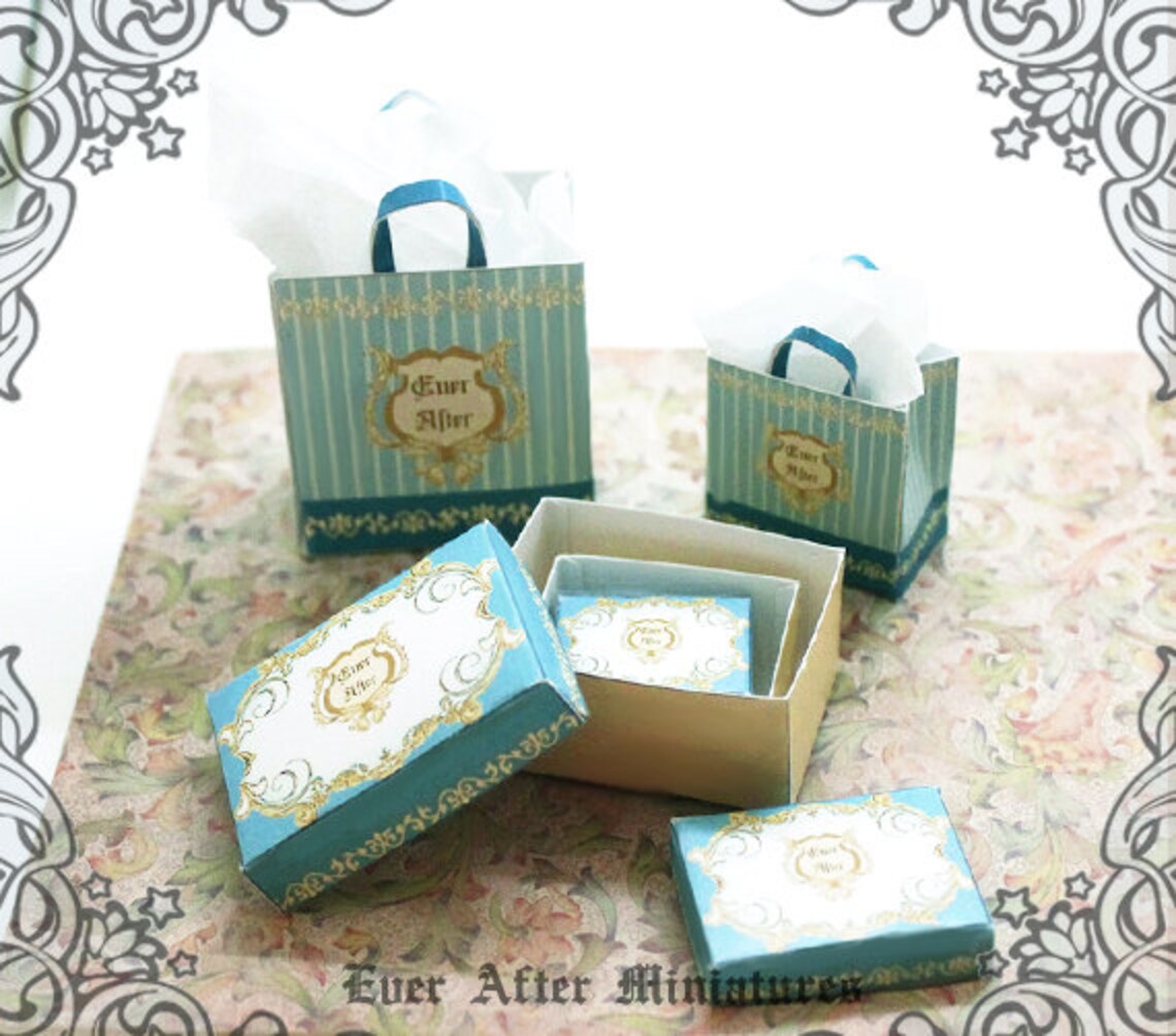 Dollhouse Miniature Gift Box & Miniature Gift Bag Set 12th | Etsy