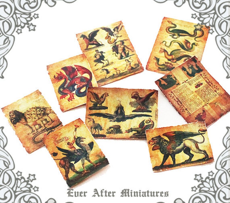 MAGICAL BEASTS Miniature Scroll Set 5 1:12 Mythical - Etsy