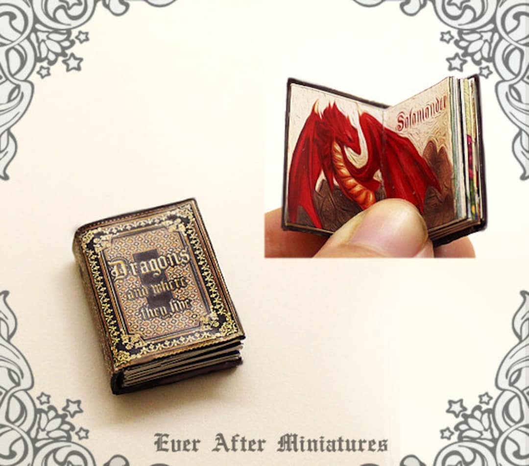 Dragon Miniature Book – 12th Scale OPENABLE & READABLE Fantasy Myth ...