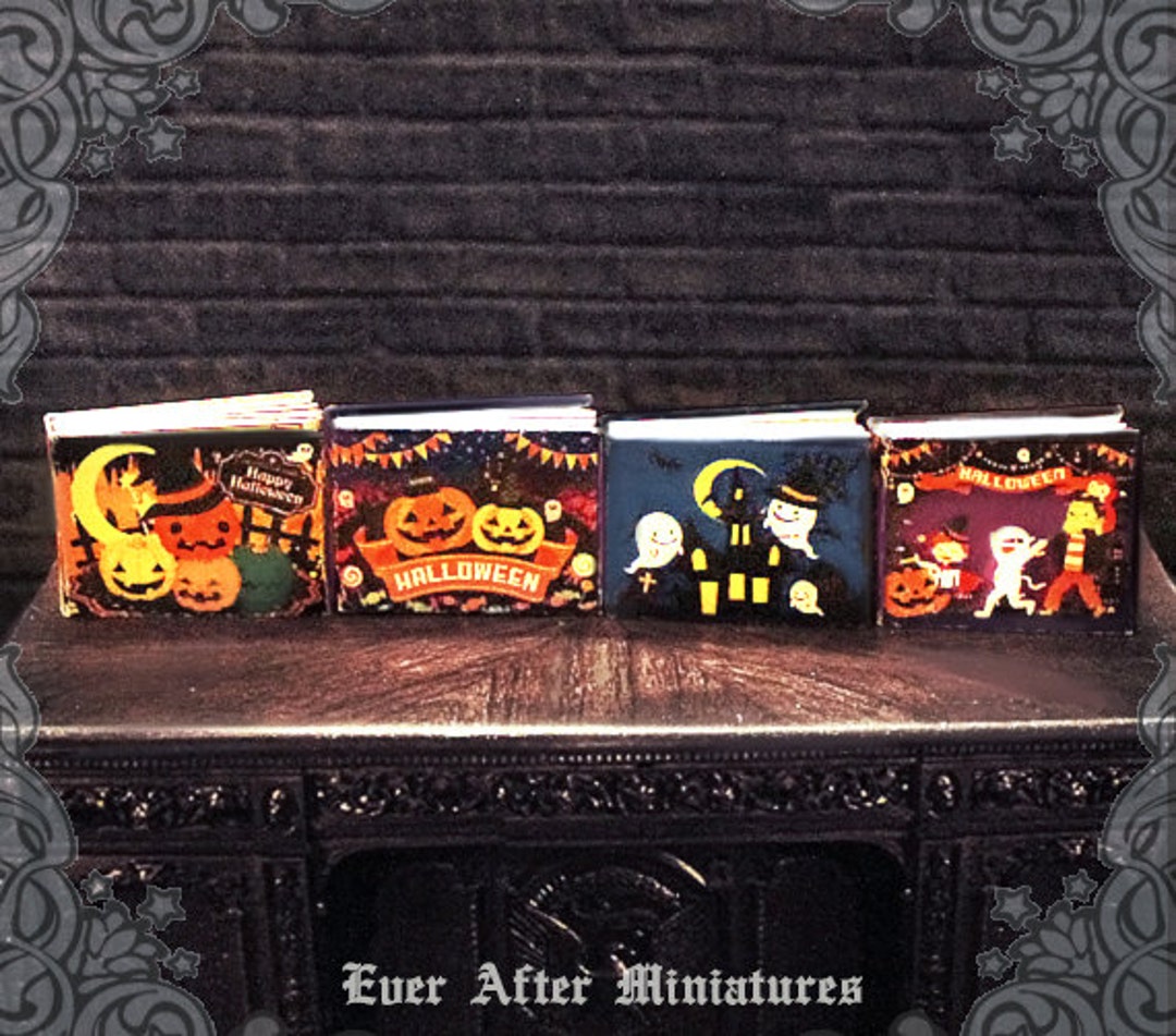 4 HALLOWEEN Dollhouse Miniature Book Notebook – Full Set of 4 Miniature ...