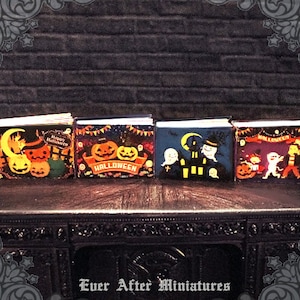 4 HALLOWEEN Dollhouse Miniature Book Notebook – Full Set of 4 Miniature ...