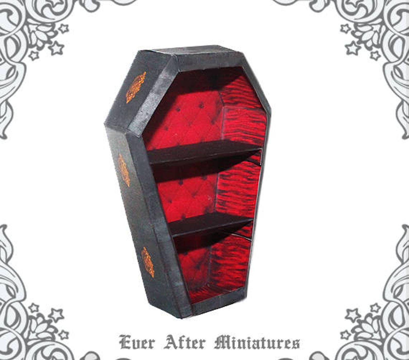 COFFIN Halloween Dollhouse Bookcase – 1:12 DIY Vampire Coffin Halloween ...
