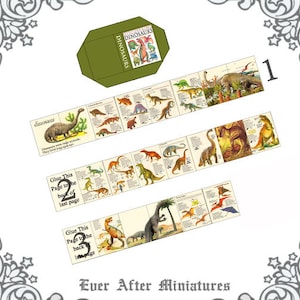 DINOSAUR Dollhouse Miniature Book – 1:12 Miniature Dinosaur Book ...