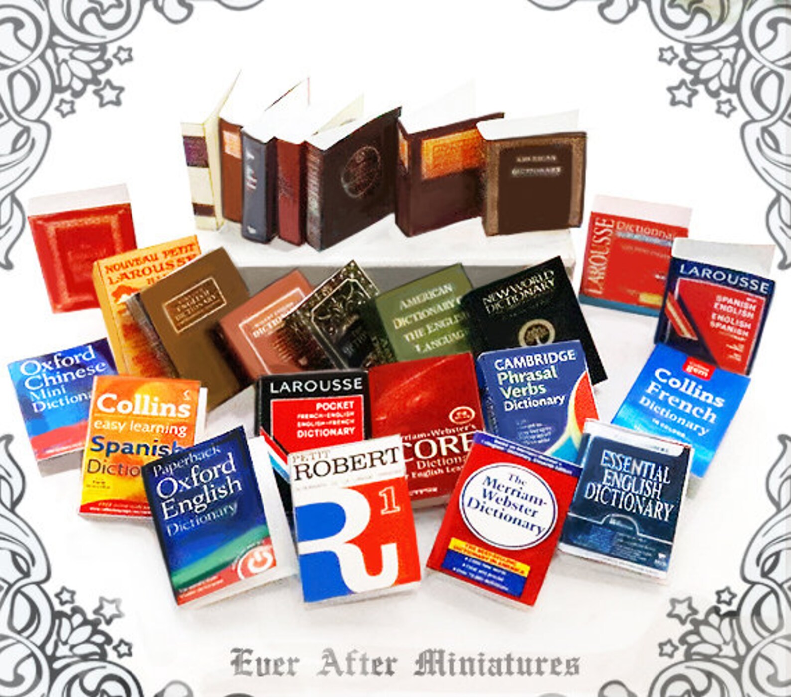 28 DICTIONARY Dollhouse Miniature Book Cover Set 13 1:12 | Etsy
