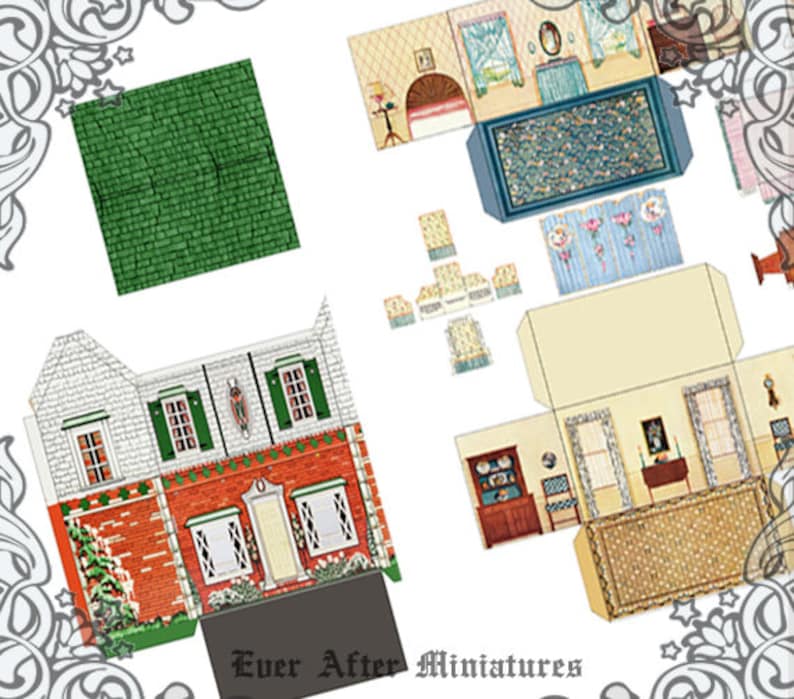 VINTAGE Dollhouse Miniature Kit #1 – DIY Craft Printable Miniature Doll ...