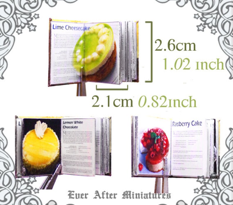Cake Recipe Miniature Book – 12th Scale OPENABLE Baking Cake Dollhouse ...