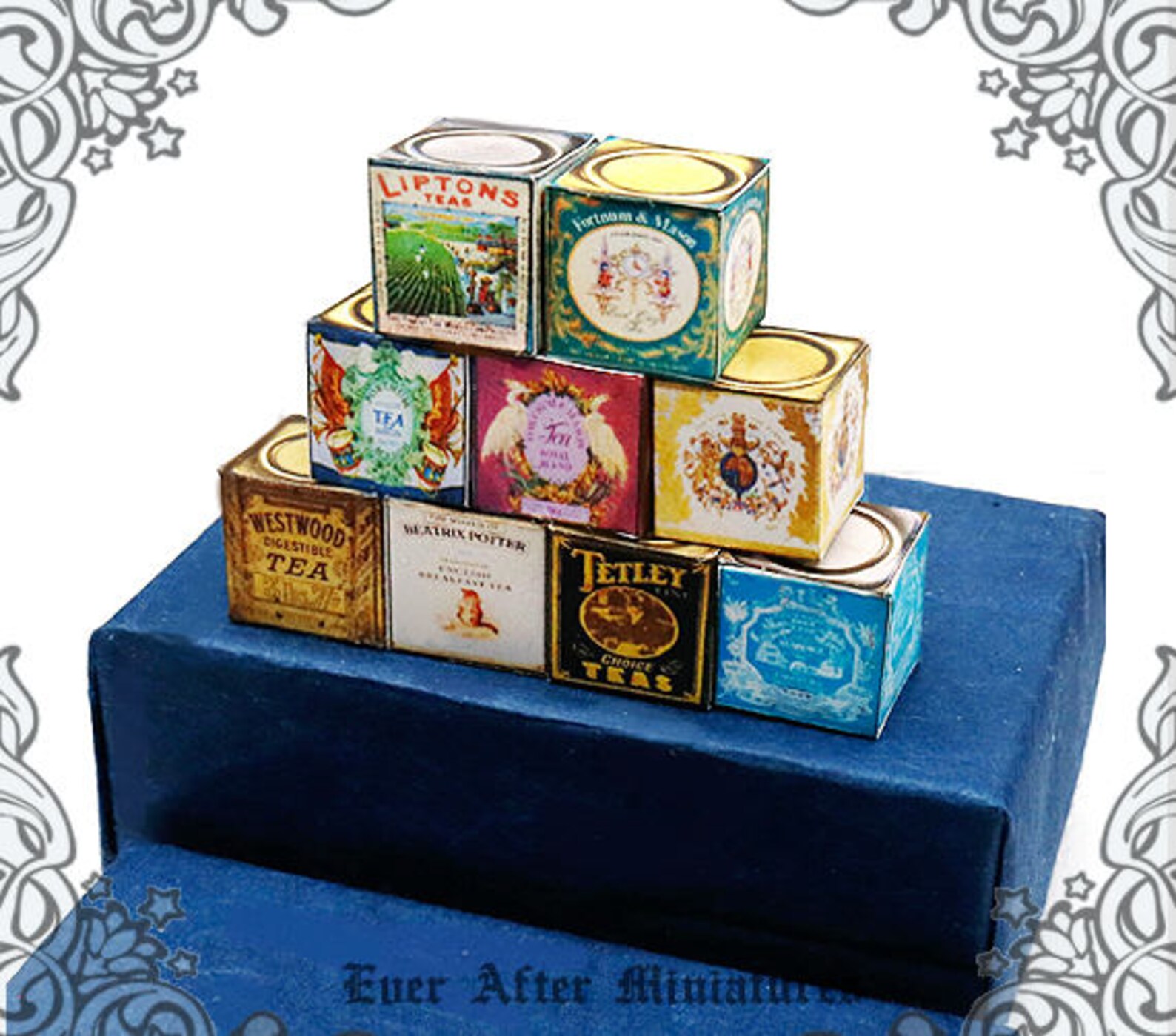 9 ENGLISH TEA Miniature Tin Set #1 – 1:12 Diy Printable Dollhouse ...